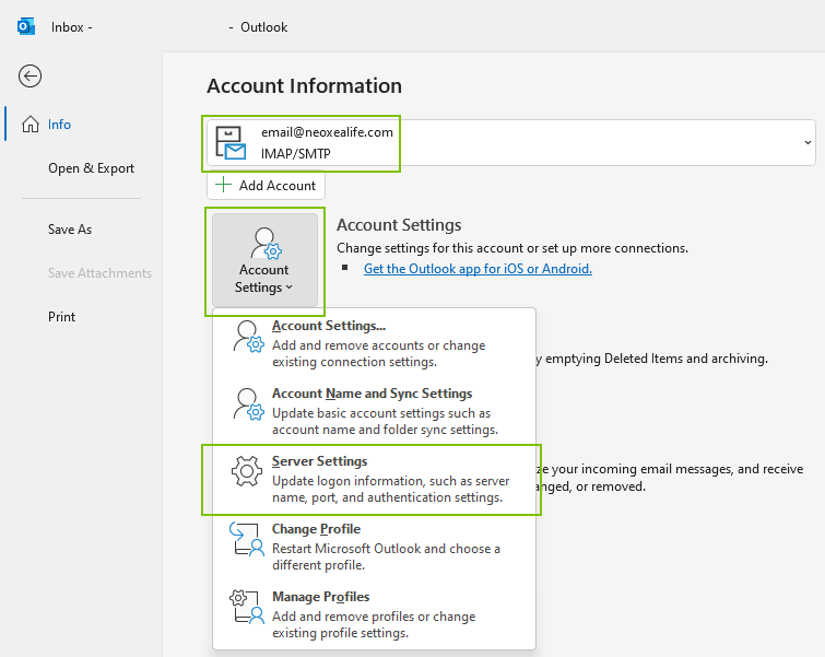 Setup an Email Account with Outlook using IMAP (Windows PC) - Neoxea ...